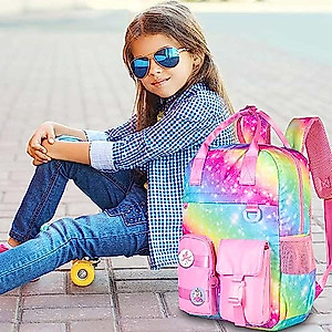 CCJPX Backpacks for Girls, 16 inch Kids Rainbow Bookbag for Elementary School Toddler Kindergarten Preschool