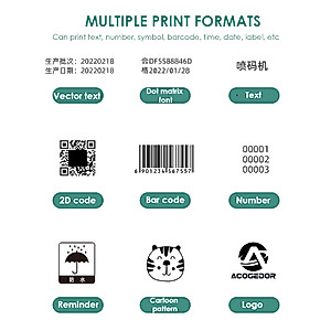 Acogedor Handheld Printer, Handheld Mobile Inkjet Printer with LED Touch Screen, Portable Printer Inkject Coding Machine for Barcode, Label, Date, Text