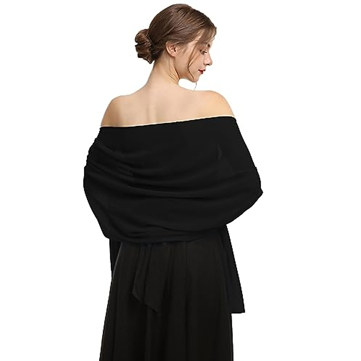 Chiffon Shawls and Wraps for Evening Dresses Women Elegant Soft Scarf Bridal Scarve Wedding Stole(Black(chiffon), One Size)
