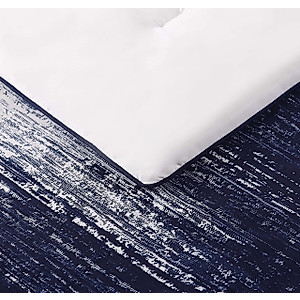 Vince Camuto - Full/Queen Duvet and Sham Set - Abstract Brushstroke Pattern - Lyon Collection - Blue/White