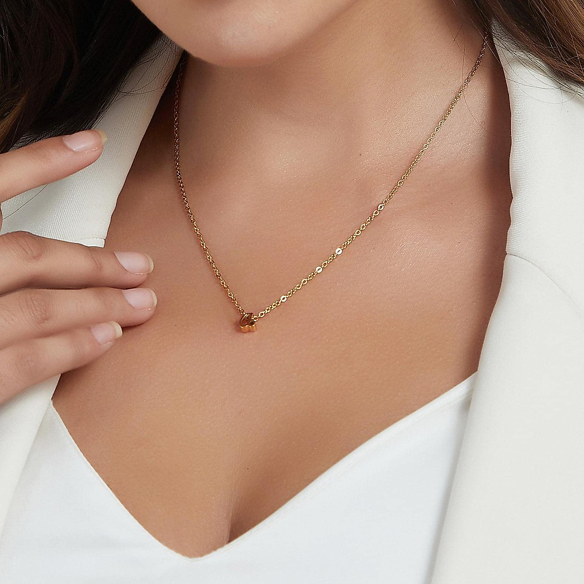 TSDGB Tiny Initial Necklaces for Women, 18k Gold Plated Stainless Steel Letter A-Z Pendant Necklace Cute Gold Choker Small Personalized Dainty Initial Necklaces for Teen Girls