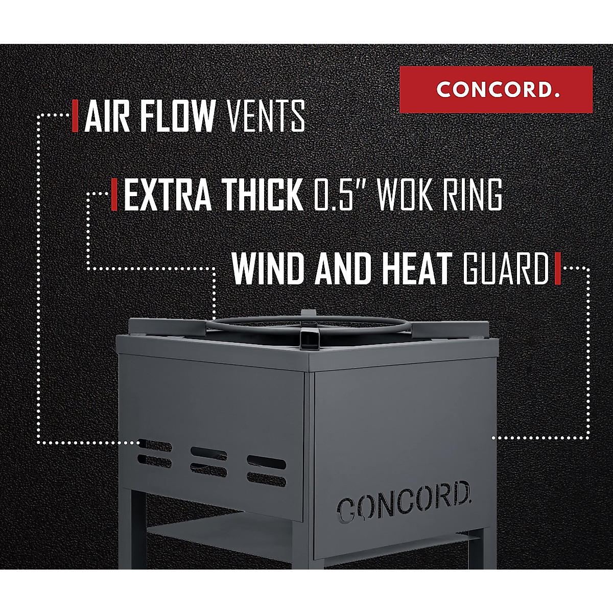 Concord Professional Single Banjo Wok Burner with Stand. Drop In Wok Edition. Up to 270,000 BTU. Great for Home Brewing, Wok Stir Fry, Turkey, Etc. (16")