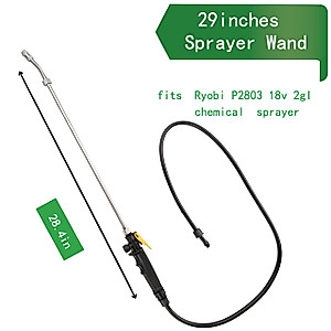 VANPET Replacement Sprayer Wand for Ryobi, Stainless Steel Sprayer Wand with Adjustable Nozzle, Trigger Wand & Hose Compatible with Ryobi P2803 Sprayer (29 Inches Sprayer Wand)