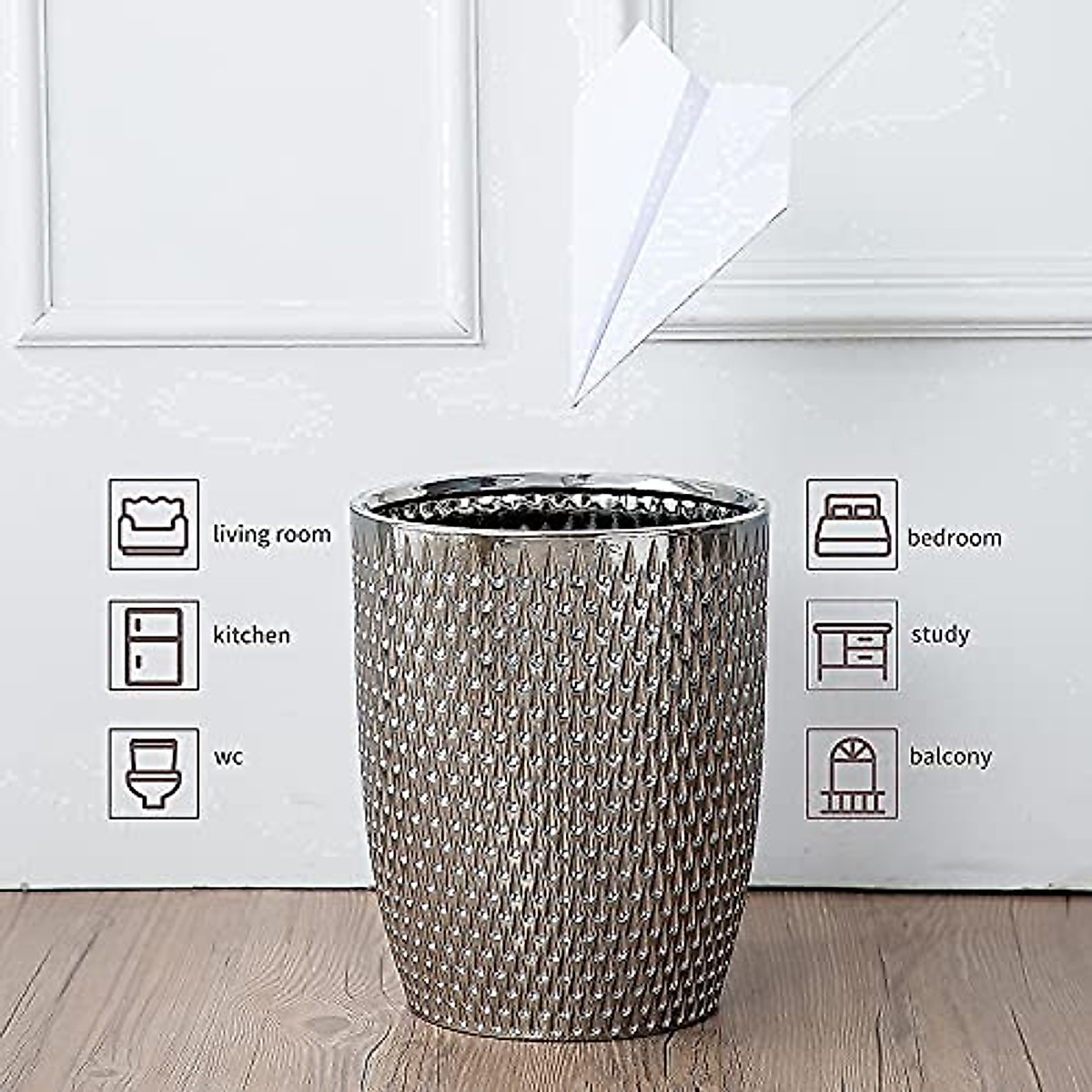 BASDHE Bathroom Accessories Set 5 Piece Bath Ensemble Includes Trash Can,Toothbrush Holder,Toothbrush Cup,Soap Dispenser,Soap Dish for Decorative Countertop and Housewarming Gift, Grey