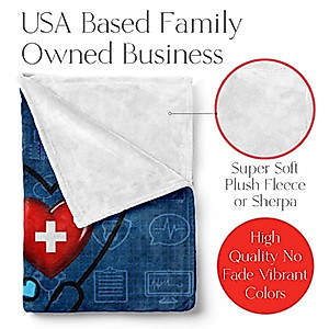 Personalized Throw Blanket with Name Stethoscope Monogram | Plush Warm Fleece for Bedding or Decorative Room Decor | Gift for NPS Nurses and Doctors | Hospital Gifts (Fleece, 50x60)