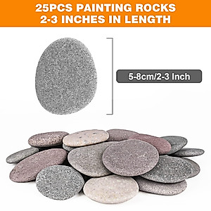 River Rocks for Painting 25 Pcs Large 2-3 Inch Flat Smooth Painting Stones Craft Rock to Paint for Kids Crafts Painting Bulk