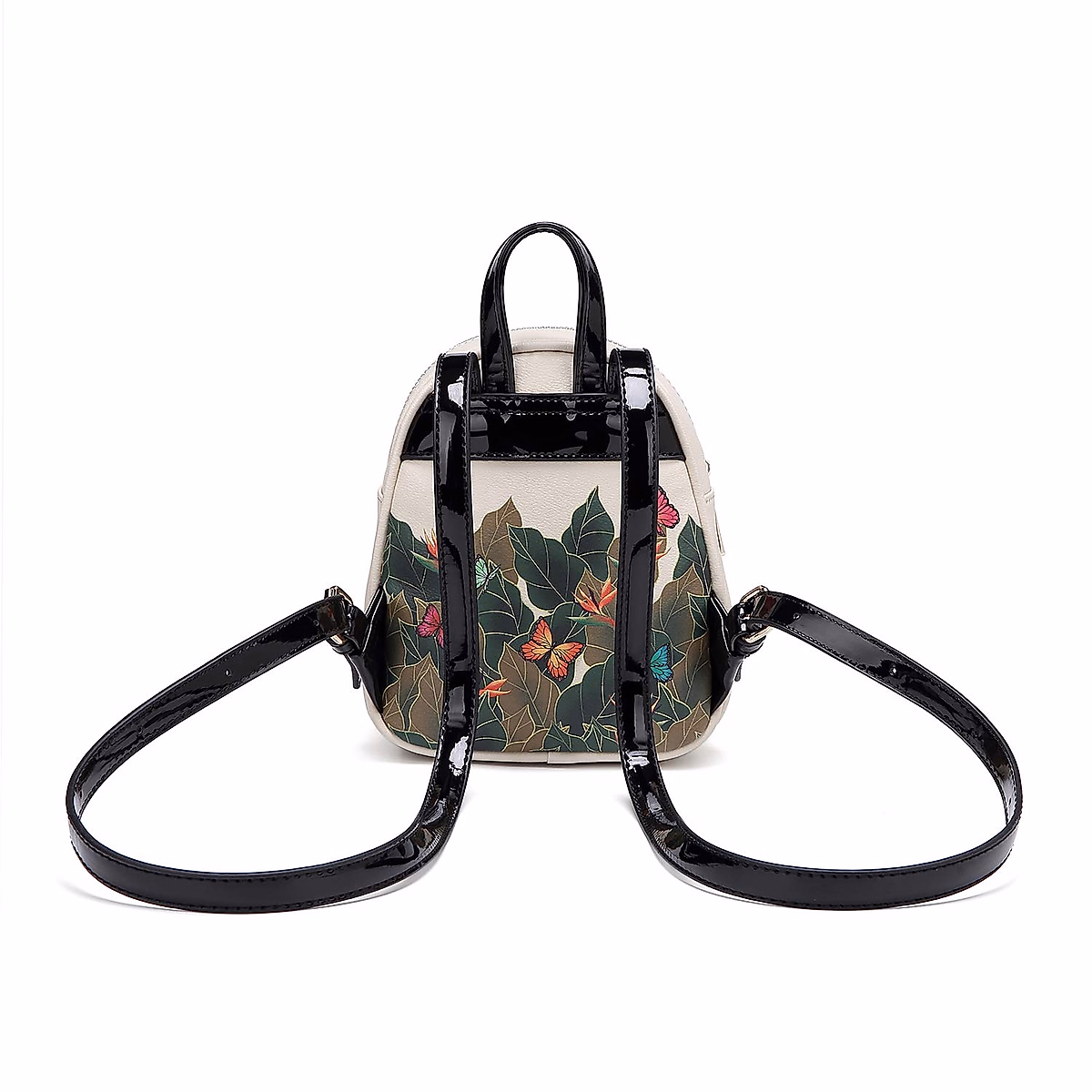 Frida Kahlo Cartoon Licensed Faux Leather Mini Size Backpack (Black: Cartoon)