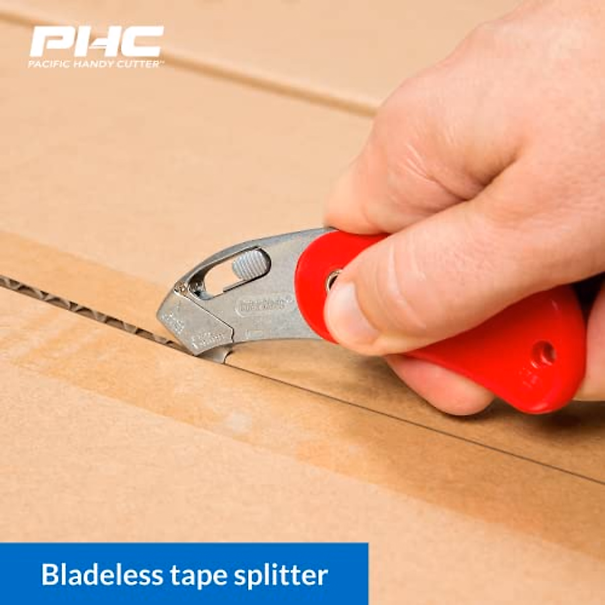 Pacific Handy Cutter PSC2 Pocket Safety Cutter Box of 12 Red Compact Design with Integrated Bladeless Tape Splitter Self-Retracting Safety Point Blade for Boxes Tape String Paper or Plastic PSC2-300
