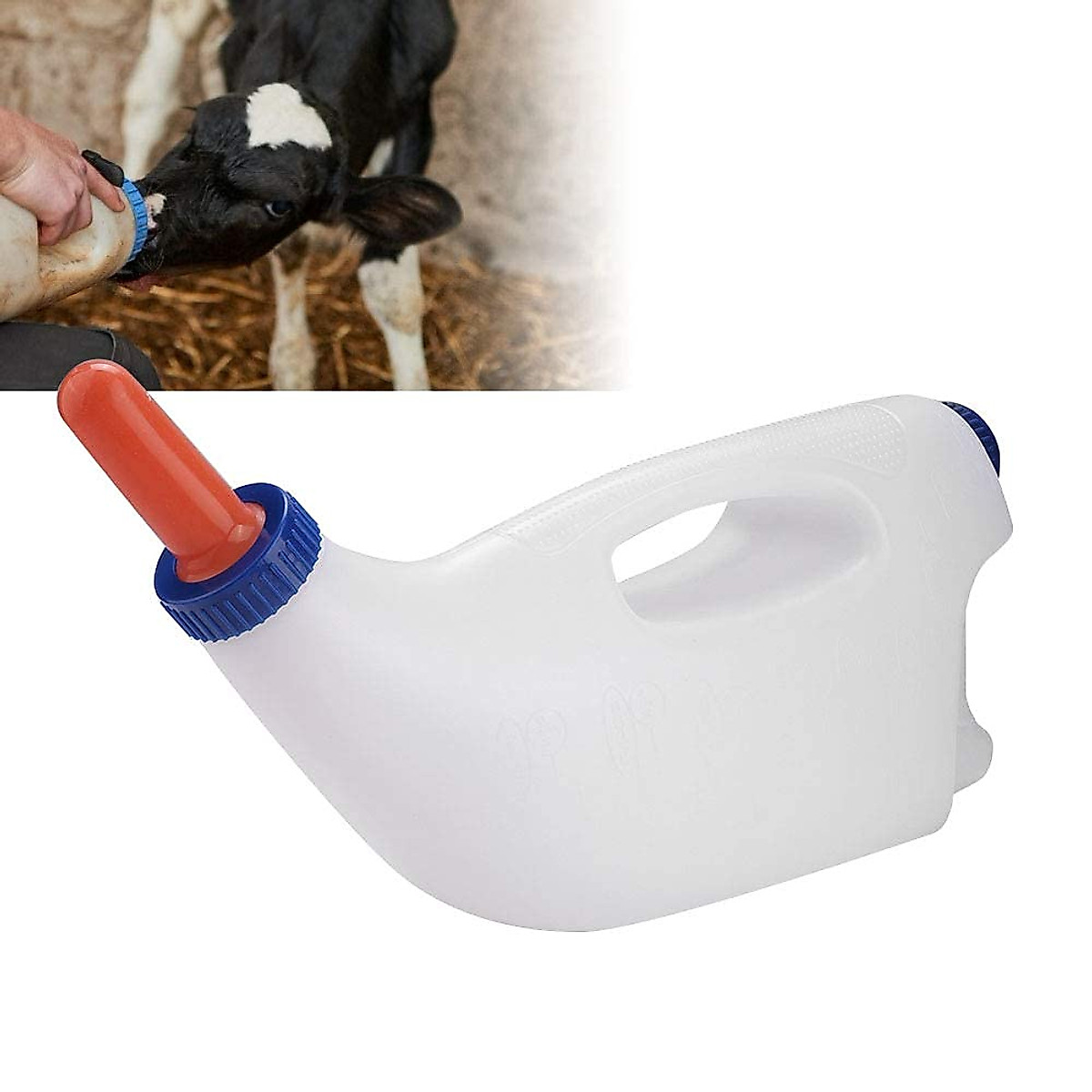 Redxiao~ Plastic Calf Milk Bottle, 4L Nursing Milk Feeder Calf Feeding Milk Bottle with Handle for Calf Cattle