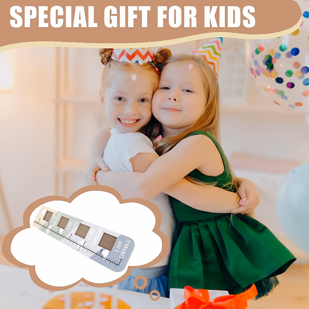 Solid Wood Inspirational Growth Chart for Kids with Photo Windows, Motivational Height Chart for Kids, Foldable Kids Height Wall Chart Milestone Marker, Positive Birthday Gift for Girls Room Decor