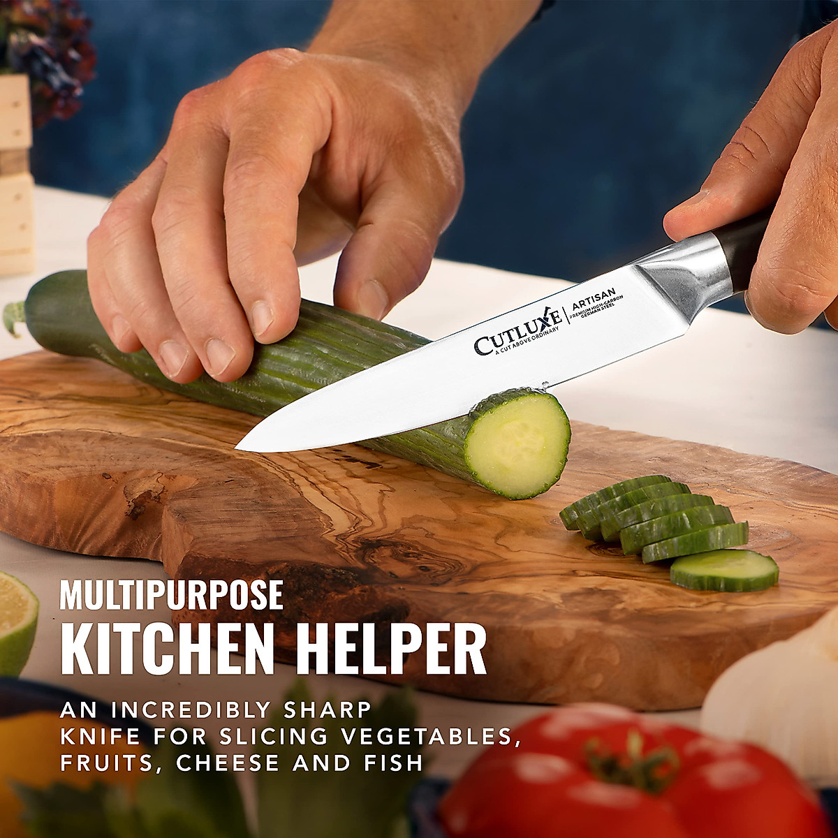 Cutluxe Utility Knife – 5.5" Paring Kitchen Knife – Forged High Carbon German Steel – Full Tang & Razor Sharp – Ergonomic Handle Design – Artisan Series