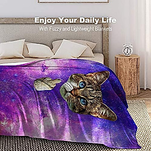 Flannel Fleece Blanket Light-Weight Throw Blanket Smothness Beach Blanket Cat Middle Finger Cosmos Pattern Air-Conditioned Quilts for Home Decoration (30 x 40 Inches)