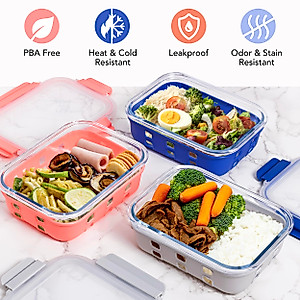ECOBERI Glass Storage Containers with Lids, 5 Piece Set, 4.5 Cup, Meal Prep, Food Storage, Airtight, Leak-Proof, Safe for Microwave, Freezer, Oven, and Dishwasher