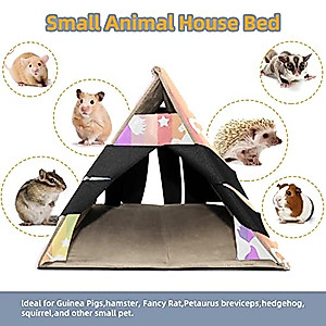 RATGDN Small Pet Hideout Colorful Unicorns and Star Pattern Hamster House Guinea Pig Playhouse for Dwarf Rabbits Hedgehogs Chinchillas