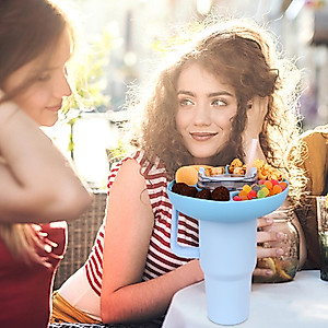 BokingOne Snack Bowl for Stanley 40 oz Tumbler with Handle, Portable Snack Holder Stanley Cup with 4 Compartment, Accessories Reusable Snack Tray (Blue)
