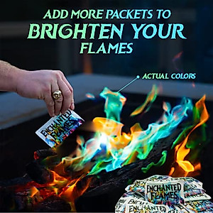 Enchanted Flames Pack of 25 Fire Changing Color Packets for Campfires, Fire Pits, and Outdoor Wood Fireplaces, Longer Lasting Burn Time, Safe and Non-Toxic