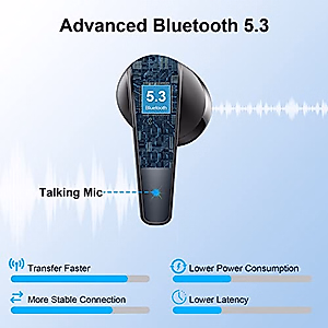Wireless Earbud, ROMOKE Bluetooth 5.3 Headphones 35H HiFi Sterero Bluetooth Earbud with HD Mic, Dual LED Wireless Earphones Ear buds Sport IP7 Waterproof USB-C Mini Charging Case for Android iOS[2022]