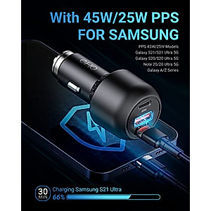 USB C Car Charger for Samsung Galaxy S22/S22 Ultra/S22+, EHO 95W PD3.0 PPS 45W 25W Super Fast Charging Dual USB C Car Charger QC3.0 30W Cigarette Lighter Adapter for Laptops, Tablets, iPhone, MacBook