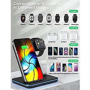 Wireless Charging Station, 2023 Upgraded 3 in 1 Wireless Charger Stand with Breathing Indicator Compatible with iPhone 14/13/12/11 Pro/XS, AirPods 3/2/1/pro 2, iWatch Series 8/7/6/5/4/3,Samsung Phones