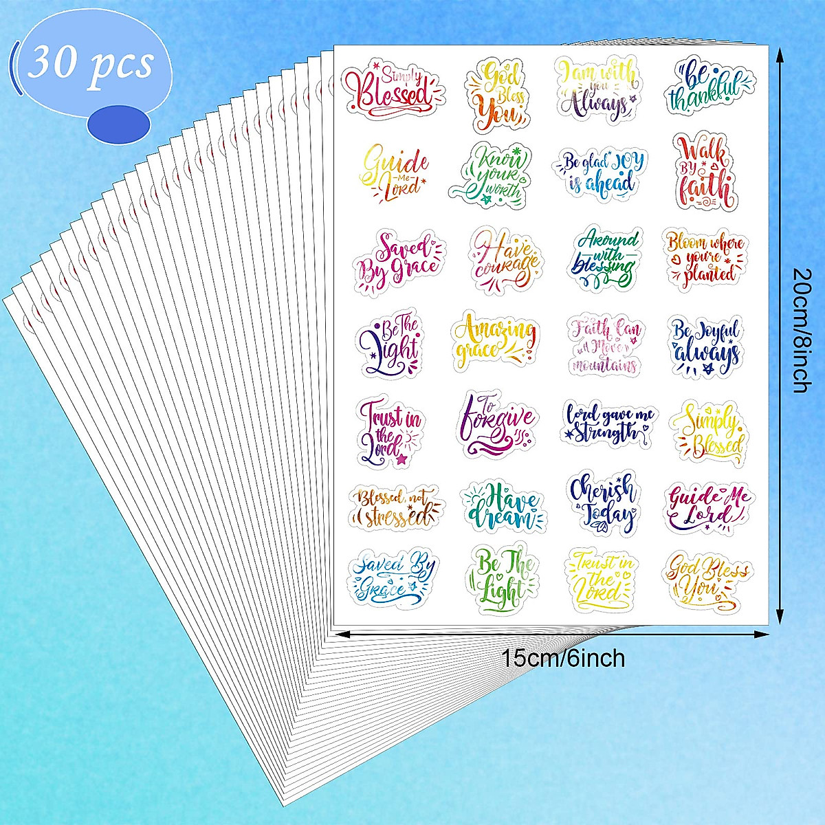 840 Pieces Inspirational Clear Bible Verse Stickers Clear Sticker Motivational Verse Encouraging Scripture Decals Pray Labels for Laptop Bottle Planner Diary Scrapbooks Album(Multicolor)
