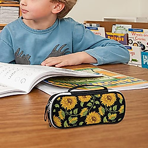Sunflowers Pencil Case Bag Large Capacity Stationery Pouch with Handle Portable Makeup Bag Desk Organizer