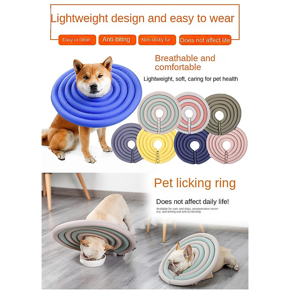 Dog Cone Collar, Inflatable Dog Neck Donut Collar Alternative After Surgery, Soft Protective Recovery Cone for Small Medium Large Dogs and Cats Puppies - Alternative Collar (Dark Blue,XL)