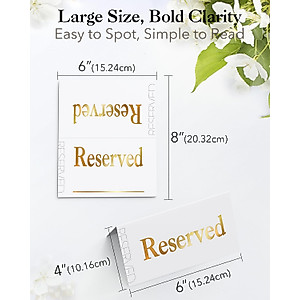 ElegaAura 20 Pack Reserved Table Signs - Gold Foil Reserved Seating Signs with Name Tag Line, Double Sided Table Place Cards for Wedding Chairs, Church Pews, Party, Restaurant, Tent Cards for Reserving Event Reception Seats & Places, 4x6 in Folded