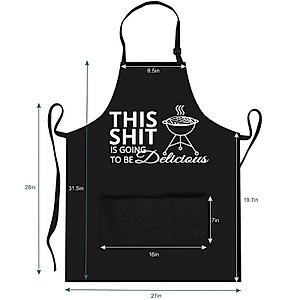 KITCHEPOOL Funny Apron for Men, Chef Aprons for Women with 3 Pockets - Mens Gifts For Christmas - Adjustable Bid Kitchen Aprons for Chef, Cooking Apron for BBQ, Baking