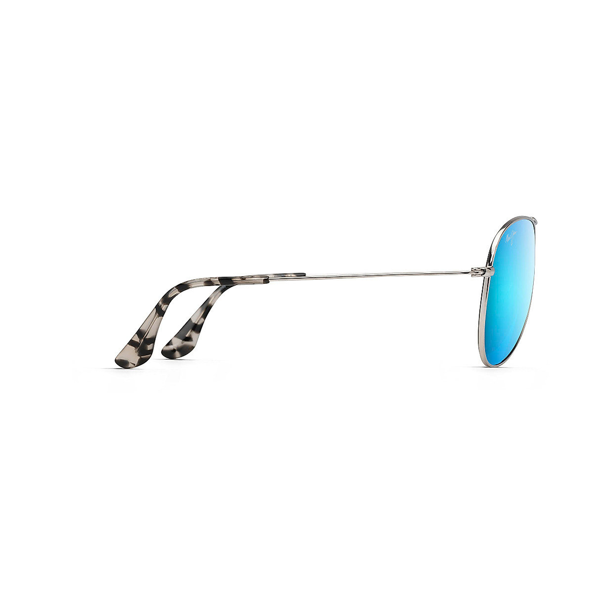 Maui Jim Men's and Women's Mavericks Polarized Aviator Sunglasses, Silver/Blue Hawaii, Medium