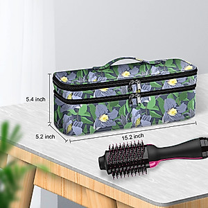 SITHON Double-Layer Travel Carrying Case for Shark FlexStyle/SmoothStyle, Water Resistant Storage Organizer Bag for Airwrap Styler, Also for Revlon One-Step Hair Dryer (Bag Only) (Blue Floral)