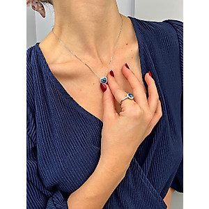 1 3/4 Carat White and Blue Topaz Heart Halo Ring for Women in 14k White Gold Anniversary Promise Ring Size 8 by LeVian