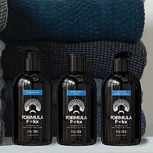 Formula F=kx Curly Hair System for Men - 3-Step Fine & Wavy Hair Care - Shampoo, Conditioner, Curl Defining Gel - Sulfate Free, Ocean Scent - 8oz Each