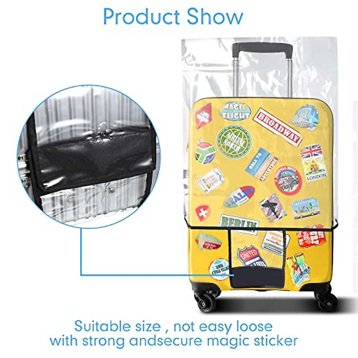 Sherr 3 Pieces Clear Luggage Covers for Suitcase Waterproof Luggage Protector Luggage Protective Cover for Travel (Fits Most 20" to 28" Luggage)