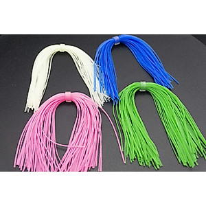 HTHYLURE Bright Luminous Fishing Jig Skirt Lures Jig Lure Skirts 4 Colors 8 Bundles 400 Strands Soft Silicone Lure Skirts Glow in Dark Rubber Skirts Threads Fly Tying Materia Buzzbaits Bass Skirts