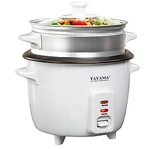 Tayama RC-8 Rice Cooker with 8 Cup Steam Tray, White