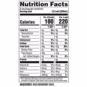 Wyman's Wild Blueberry Juice, 100% Juice, No Sugar Added, Not From Concentrate, Glass Bottled, 500mL (3 Pack)