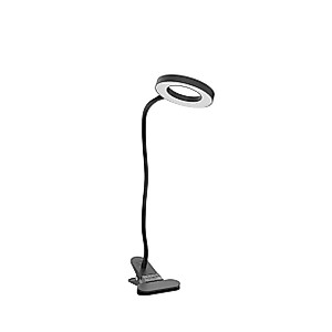 Desk Lamp Clip on Light, Desk Light 48 LED Lamp with 3 Lighting Modes, Dimmable 10 Brightness Levels, 360° Adjustable Gooseneck, Eye-Caring Small Lamp for Bed Headboard Reading Makeup Eyebrow (Black)