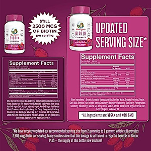 Biotin | Sugar Free | 2 Month Supply | Biotin Gummies | Biotin Vitamins for Hair Skin & Nails | Biotin Gummies for Hair Growth | Vegan | Non-GMO | Gluten Free | 60 Count
