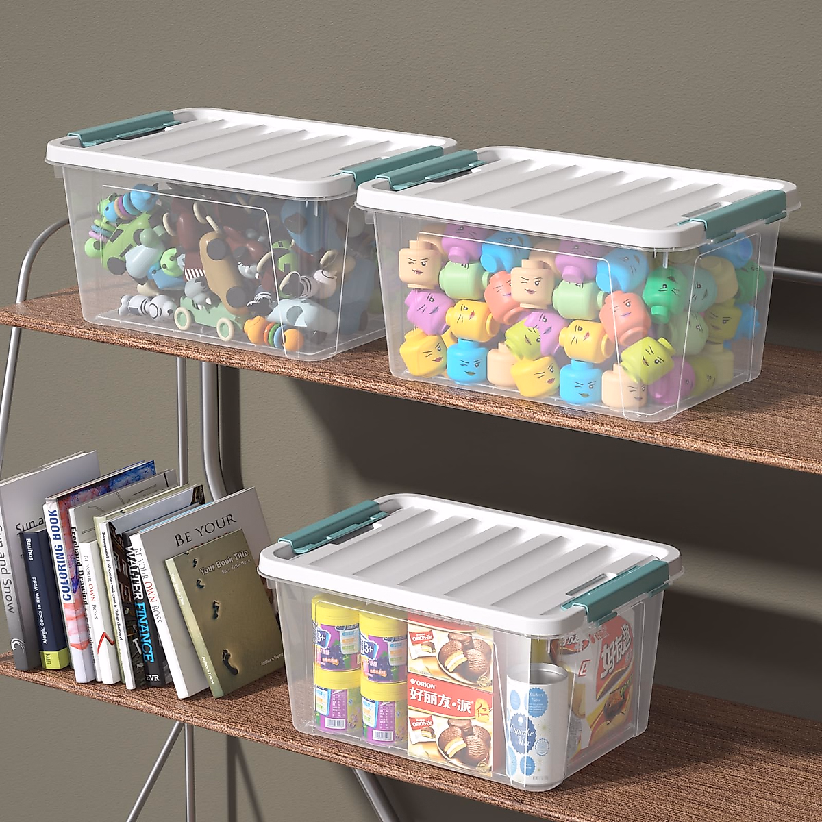 AnnkkyUS 20 Quart Clear Latching Boxes, Plastic Storage Bins with Lids Set of 6