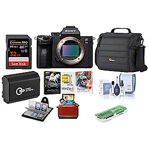 Sony Alpha a7 III 24MP UHD 4K Mirrorless Digital Camera (Body Only) - Bundle 32GB SDHC U3 Card, Camera Case, Spare Battery, Cleaning Kit, Memory Wallet, Card Reader, Mac Software Package