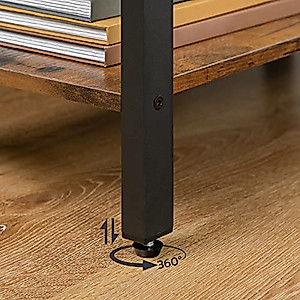 HOOBRO Side Table, 2-Tier Nightstand with Drawer, Narrow End Table for Small Spaces, Stable and Sturdy Construction, Coffee Table with Metal Frame, Rustic Brown and Black BF048BZ01