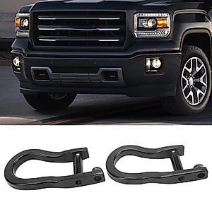 Aramox Front Recovery Hook Fit for, Pair Front Tow Hooks Black Heavy Duty Bow Shackles 84072463