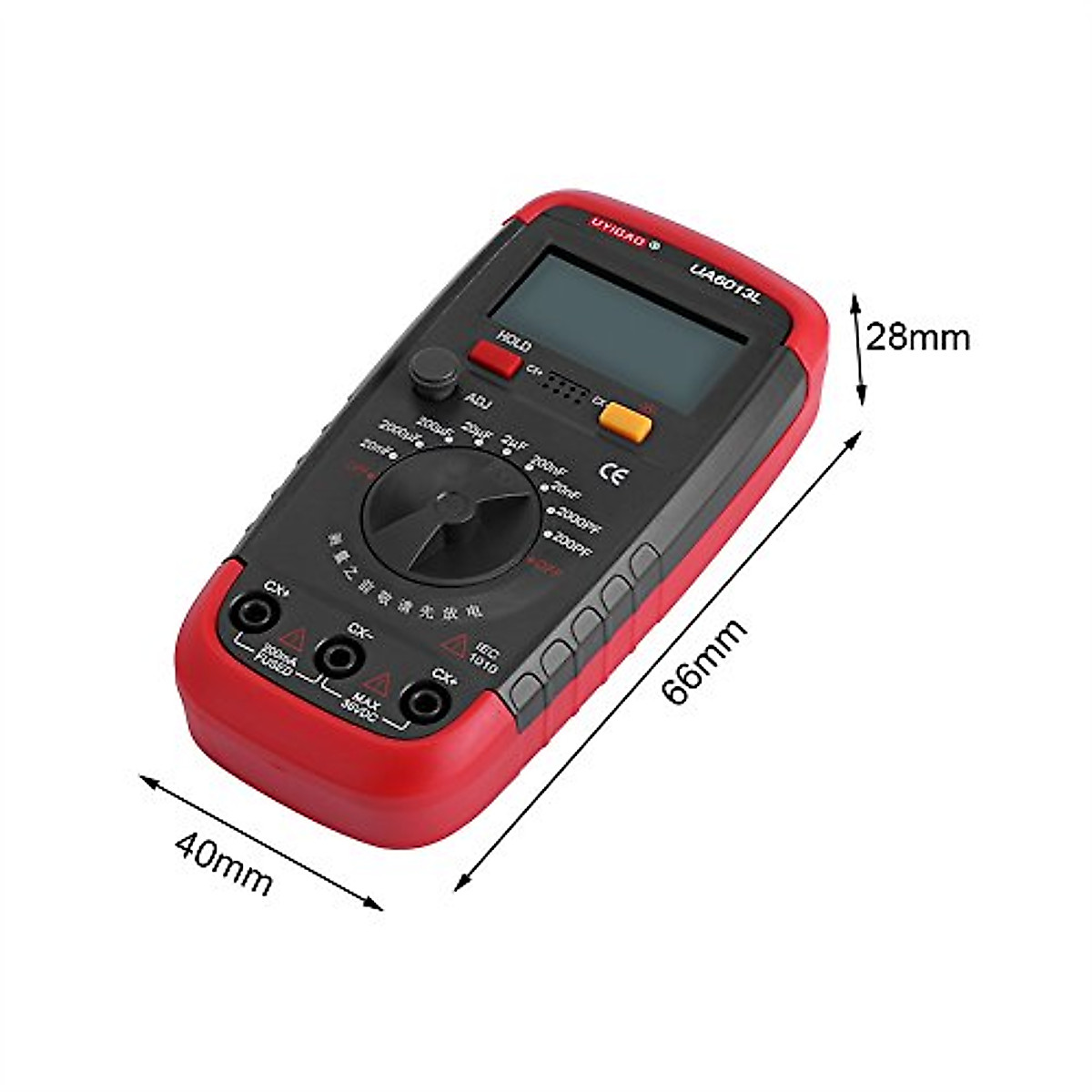 Digital Capacitance Meter Multimeter Professional Capacitor Tester 0.1pF - 20000uF with LCD Backlight and Safety Jacket Max 1999 Display