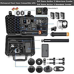 Lekufee Small Waterproof Hard Case Compatible with DJI Osmo Action 3 Combo and More DJI Action Camera Accessories (Case Only)