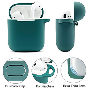 KOUJAON AirPods Case, Silicone Protective Case Cover with Beaded Bracelet Keychain Compatible with Apple AirPods 2nd 1st Generation Charging Case (Pine Green)