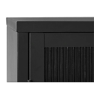 Unique Furniture Modern Steel Sideboard with 3 Hinged Doors and 2 Adjustable Shelves, 33.5" H x 52" L x 15.75" W, Black/Golden