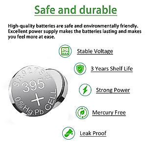 SKOANBE 10PCS LR926 SR927SW 1.5V AG7 399 395 395A LR57 Button Coin Cell Watch Battery