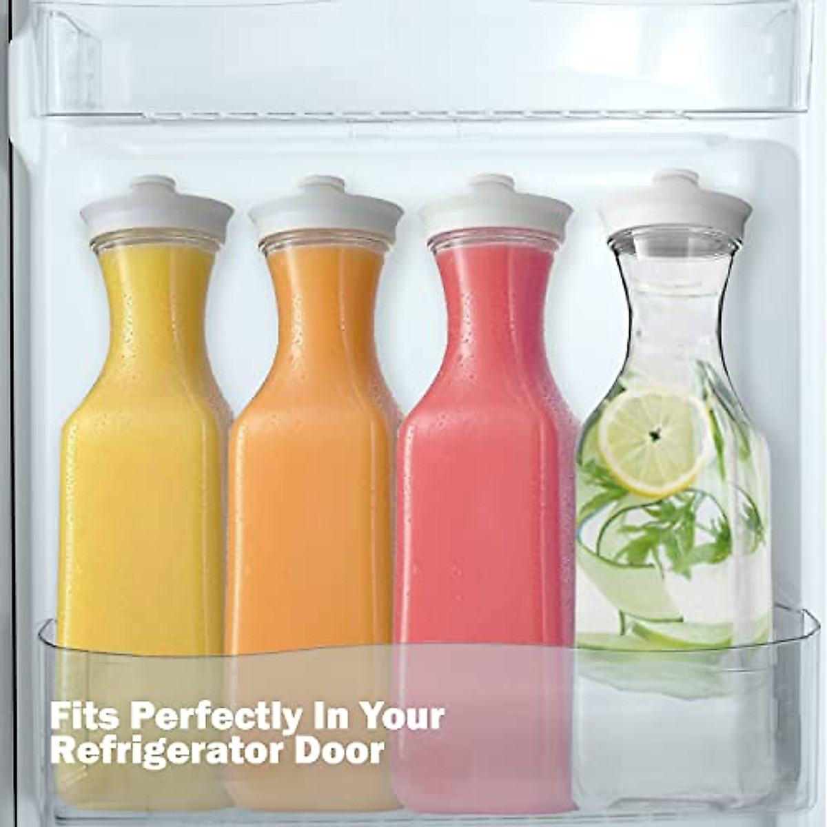 DilaBee Plastic Water Pitcher With Lid (50 Oz) Square Carafe Pitchers for Drinks, Milk, Smoothie, Iced Tea, Mimosa Bar Supplies - Juice Containers with Lids for Fridge - Food Grade BPA-Free (3-Pack)