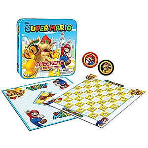 USAOPOLY Super Mario Checkers & Tic-Tac-Toe Collector's Game Set for 2 players | Featuring Mario & Bowser | Collectible Checkers and TicTacToe Perfect for Mario Fans, Model Number: CM005-637-002001-06