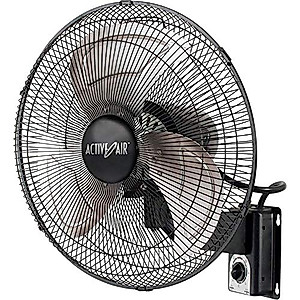 Active Air Heavy Duty Wall Mount Fan, 16", Black